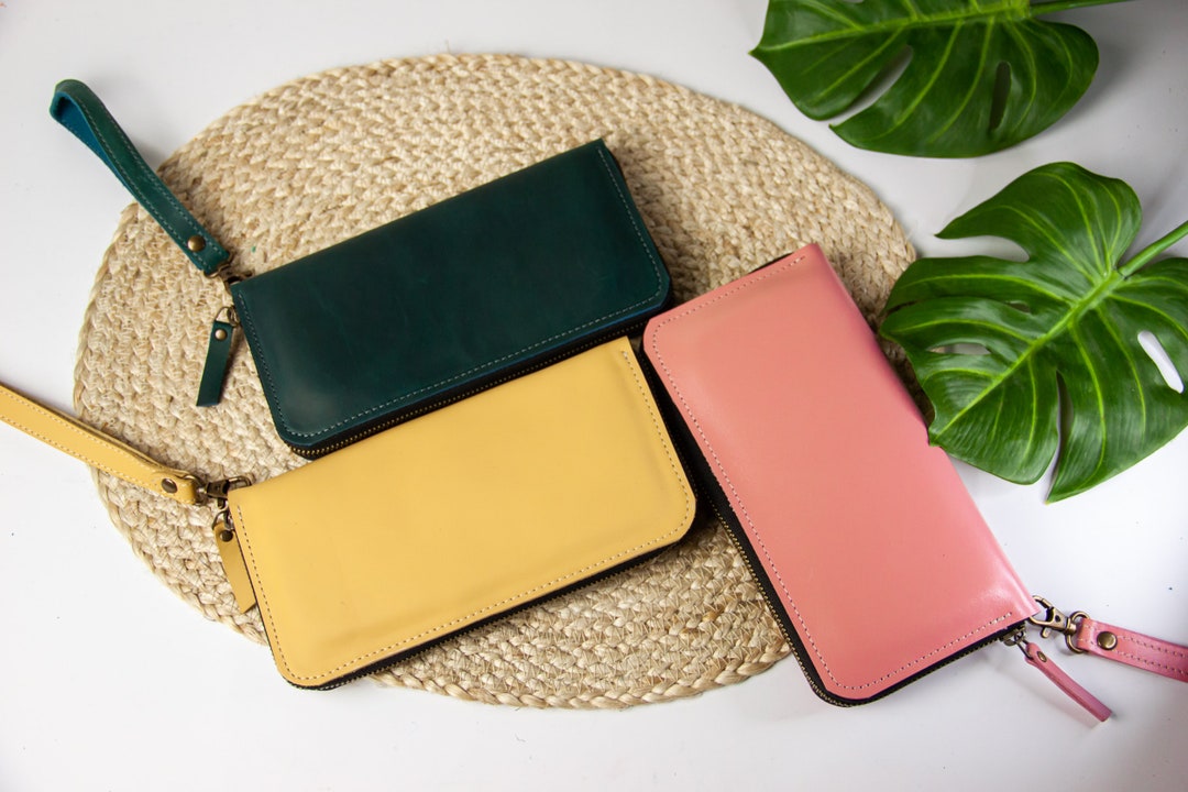 Leather Zipper Wallet Women,wristlet Wallet Leather,zip Around Wallet ...
