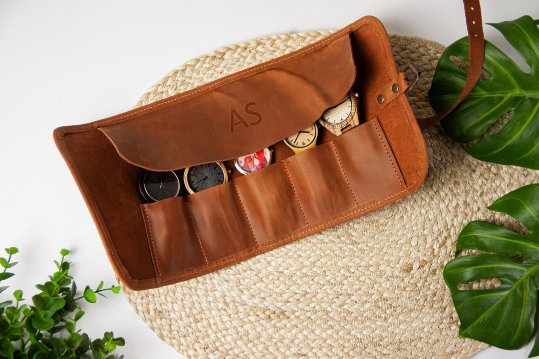 Watch Roll Leather,watch Roll Handmade,travel Watch Roll,5 Watch Travel ...