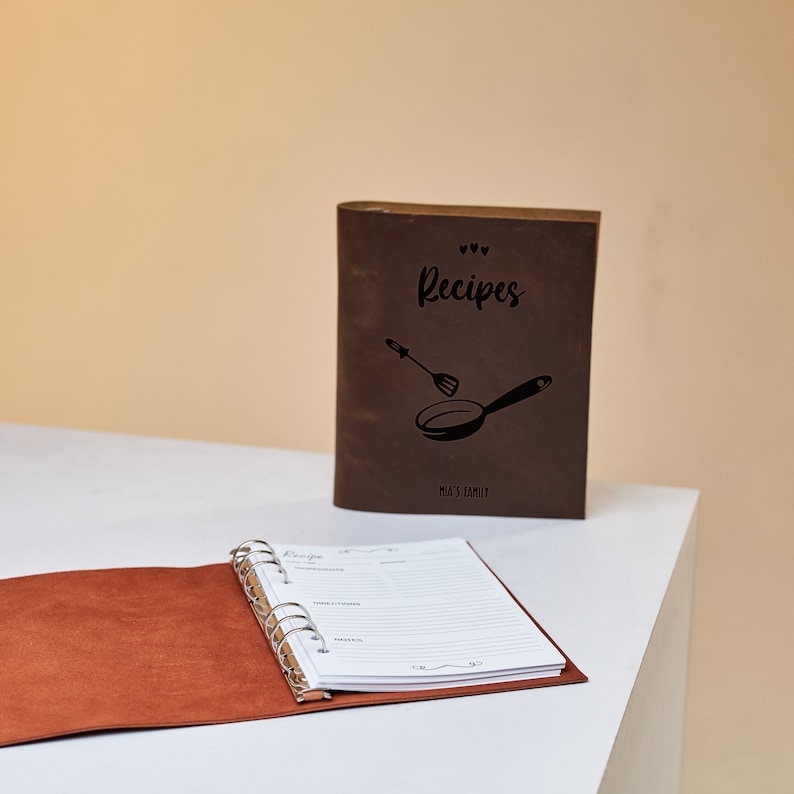 Leather Recipe Binder, Personalized Cookbook Binder, Binder Cookbook ...