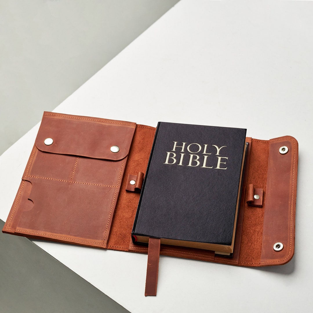 Custom Leather Bible Cover, Monogrammed Bible Case, Bible Cover With ...
