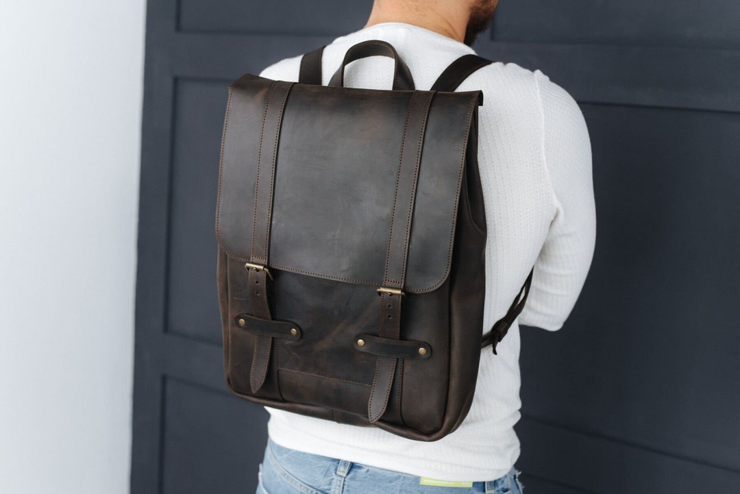 Leather Laptop Backpack Men, Laptop Backpack 15 Inch, Leather Rucksack ...