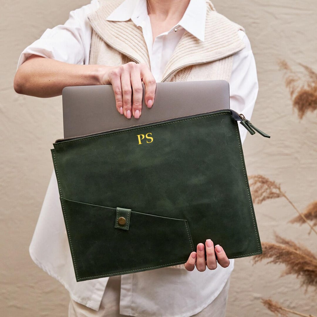 Leather Zipper MacBook Case, Personalized Laptop Sleeve, 16 Inch ...