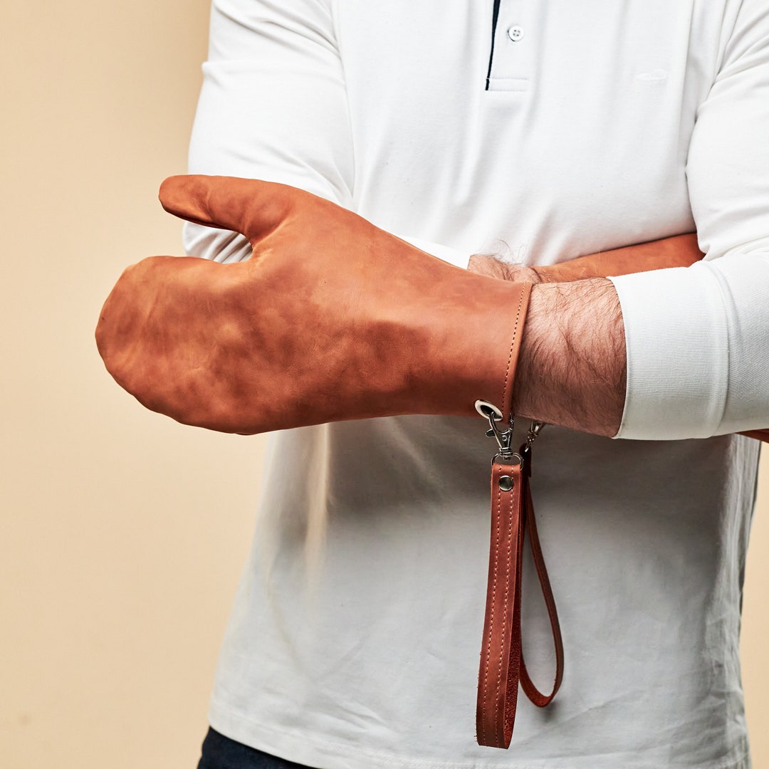 Leather Oven Mitts, Personalized Leather Oven Mitts, Handmade Leather ...
