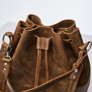 Leather Bucket Bag Women, Leather Drawstring Bucket Bag, Bucket Bag ...