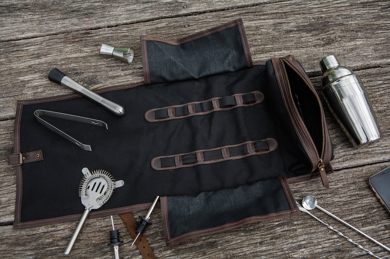 Bartender Roll Bag,leather Bartender Bag,leather Bartender Roll,barman ...