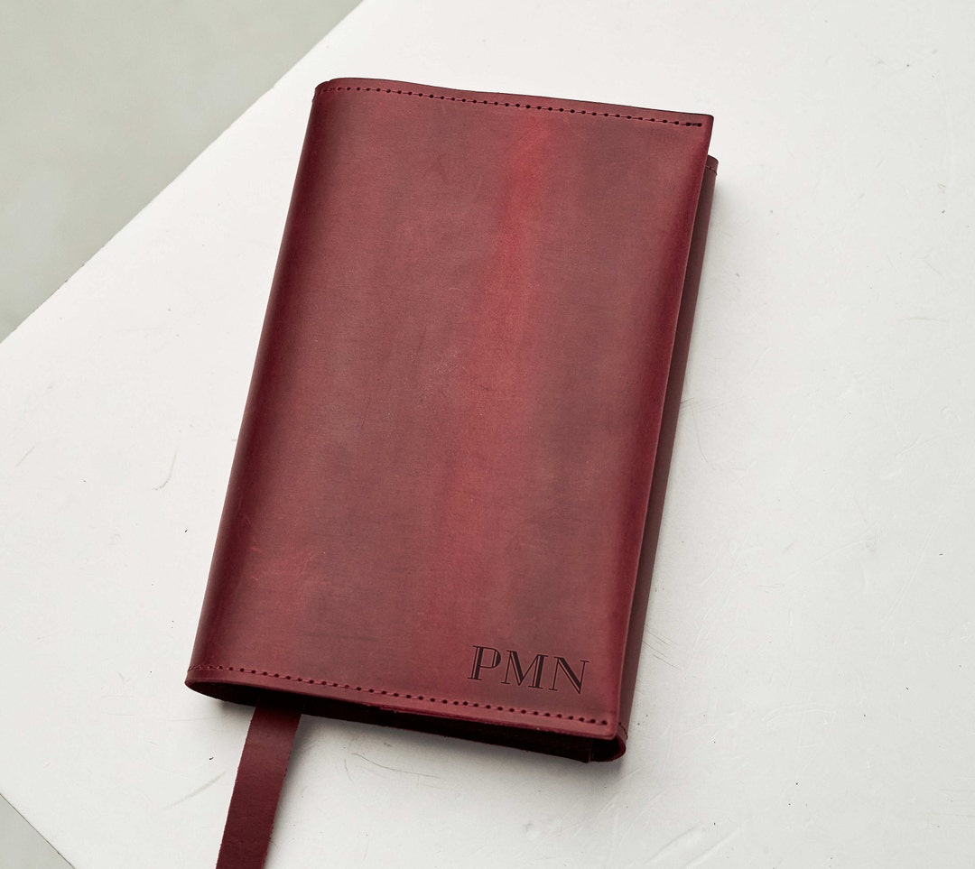 Personalized Book Cover With Bookmark Leather Book Cover - Etsy