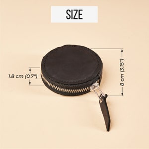 Personalized Leather Round Coin Purse, Handmade Round Coin Wallet ...