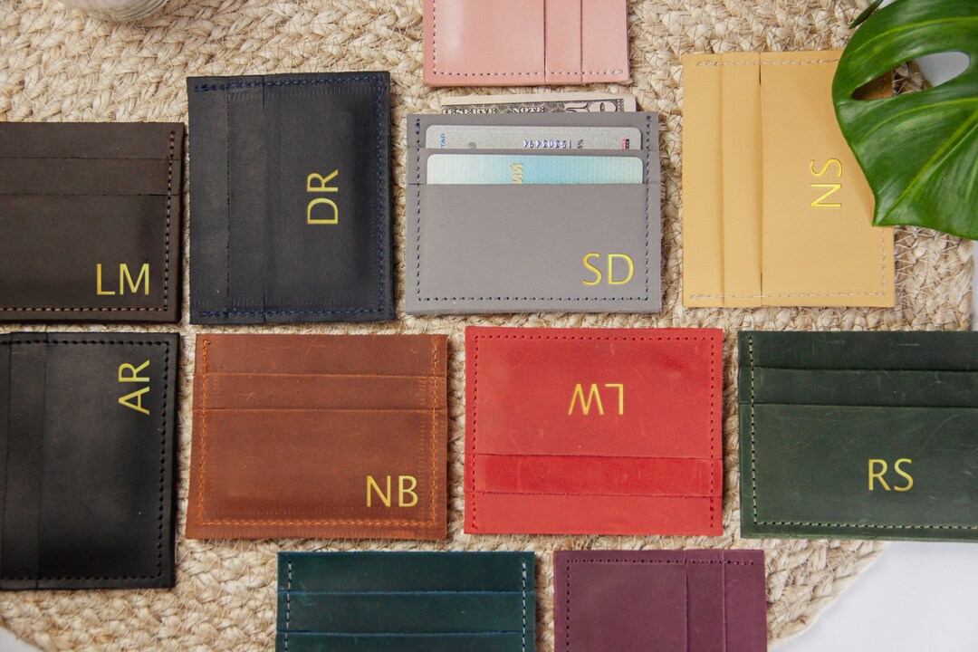 Slim Leather Card Holder,minimalist Card Wallet,personalized Credit ...