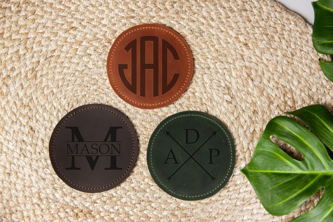 Custom Leather Coaster With Logo,coaster Set Leather,monogrammed ...