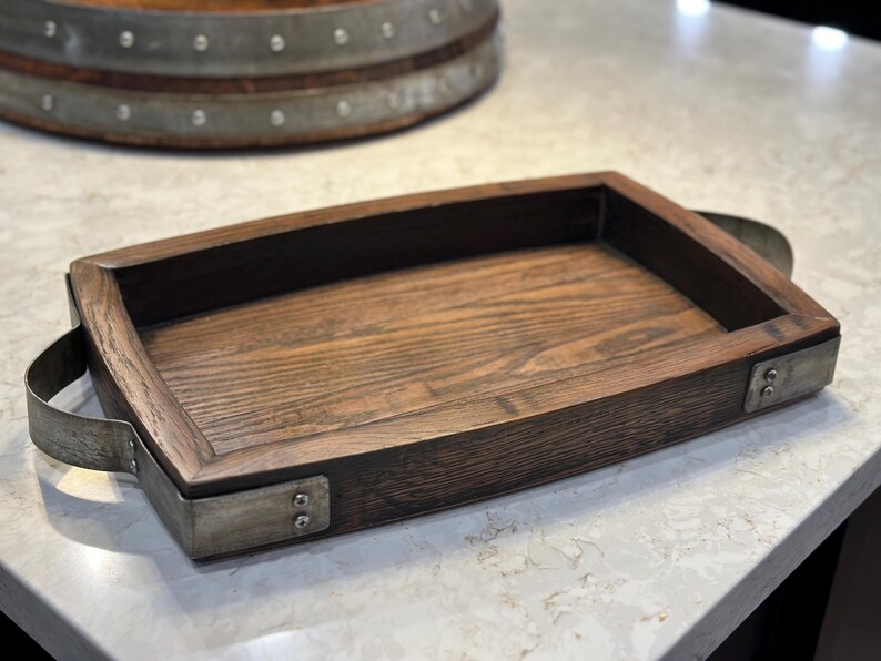 Wine Barrel Tray With Barrel Ring Handle - Etsy