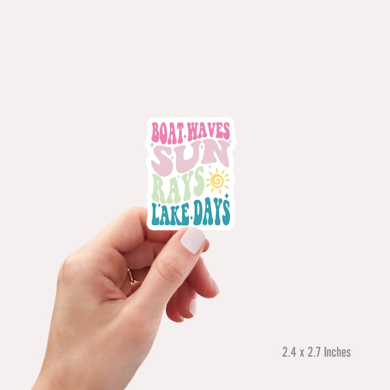 Boat Waves Sun Rays Lake Days Sticker, Retro Summer, Lake Vacation ...