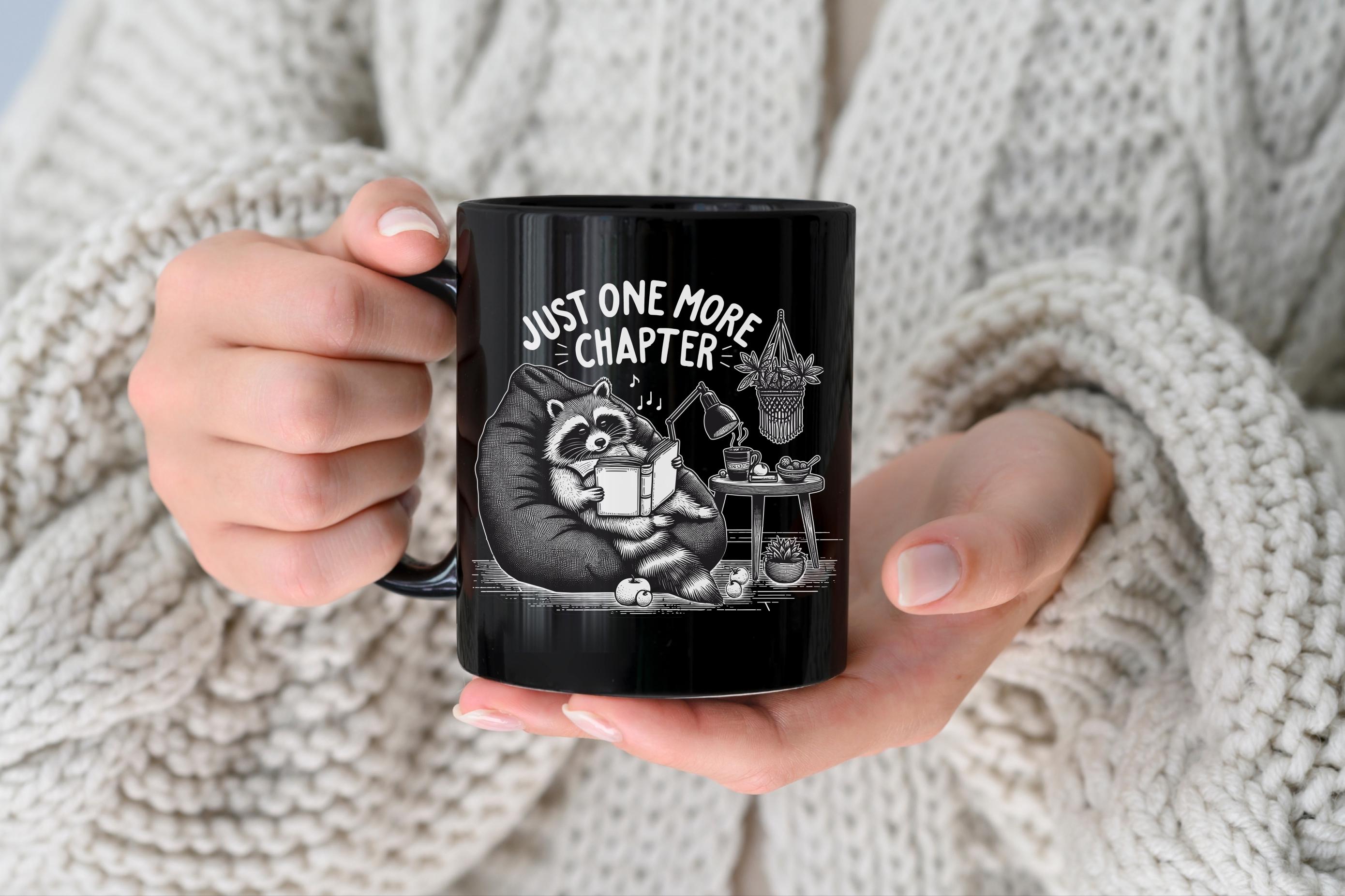 One More Chapter Mug, Funny Raccoon Bookish Coffee Mug, Quirky Raccoon ...