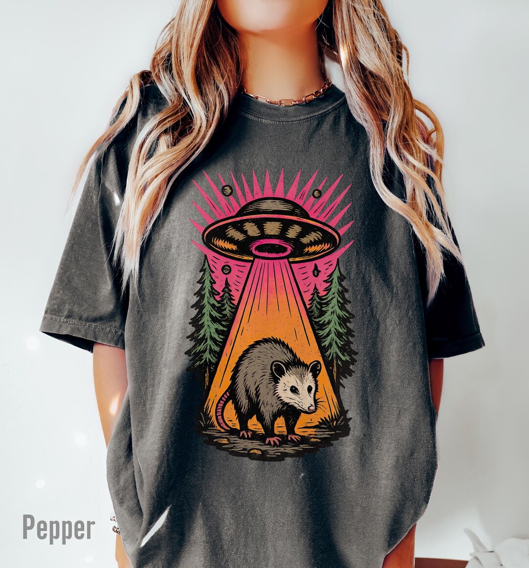 UFO Opossum Abduction Shirt, Funny Vintage Retro Graphic Alien Tshirt ...