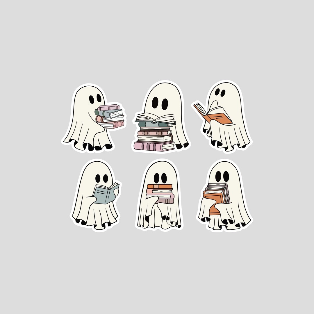 Ghost Reading Stickers, Teacher Halloween Sticker, Book Lover Sticker ...