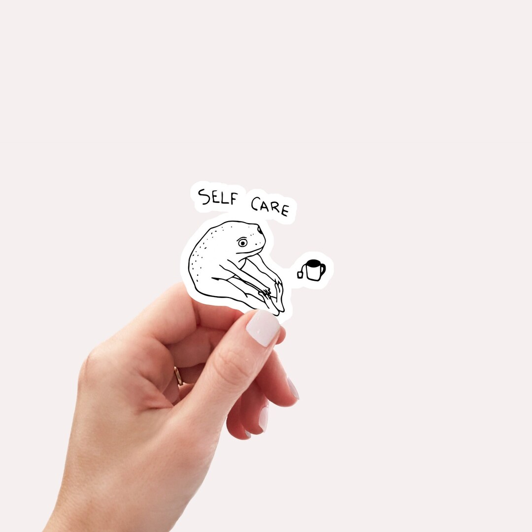 Funny Frog Self Care Sticker, Funny Frog Self Care Retro Sticker, Funny ...