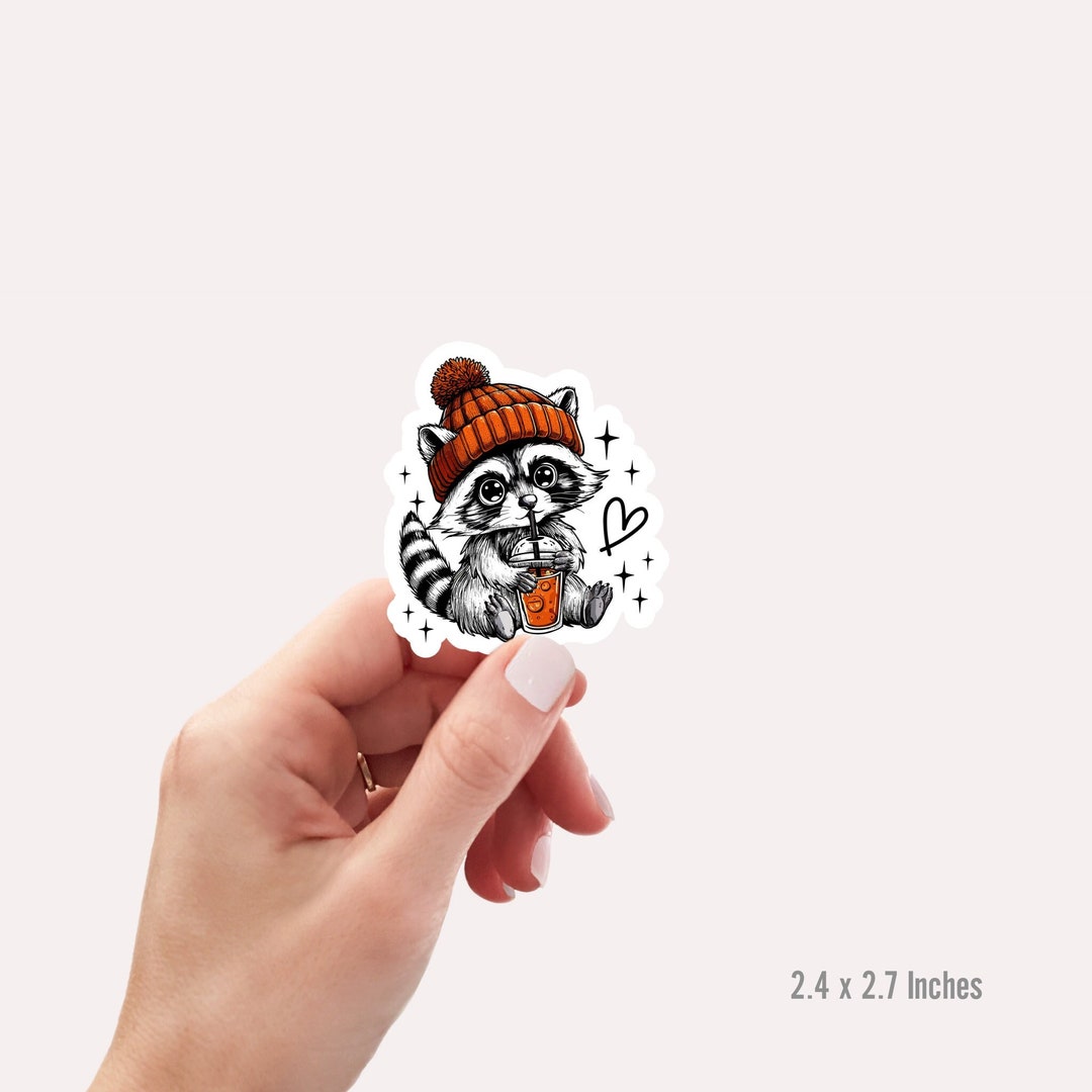 Fall Raccoon Sticker, Cute Raccoon Sticker, Fall Sticker, Cute ...