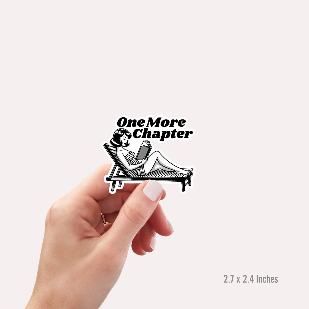 One More Chapter Sticker, Retro Book Sticker, Reading Teacher Sticker ...