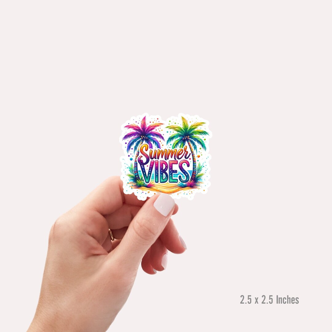 Summer Vibes Sticker, Beachy Neon Sticker, Trendy Summer Sticker ...