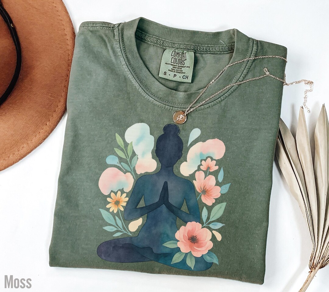 Yoga Comfort Colors Shirt, Floral Yoga T-shirt, Yoga Lover Shirt ...