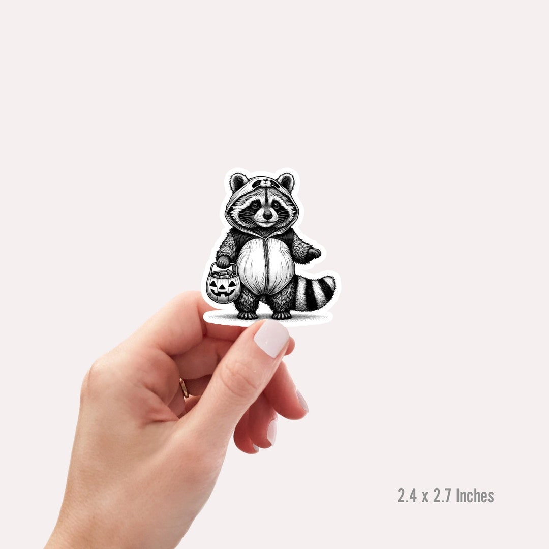 Halloween Raccoon Sticker, Cute Raccoon Sticker, Halloween Sticker ...