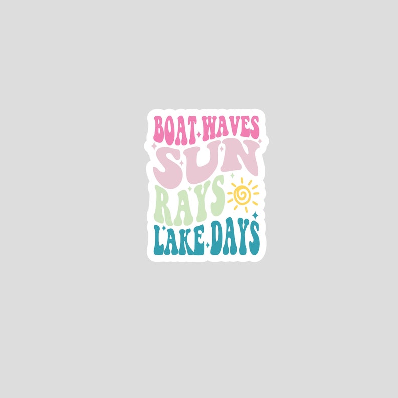 Boat Waves Sun Rays Lake Days Sticker, Retro Summer, Lake Vacation ...