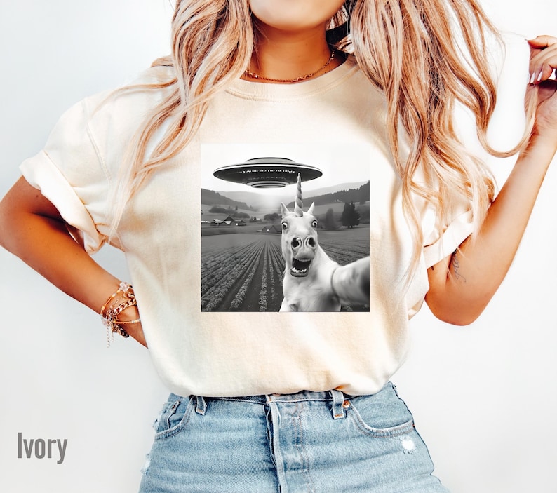 UFO Unicorn Abduction Shirt, Funny Vintage Retro Graphic Alien Tshirt ...