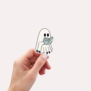 Ghost Reading Stickers, Teacher Halloween Sticker, Book Lover Sticker ...