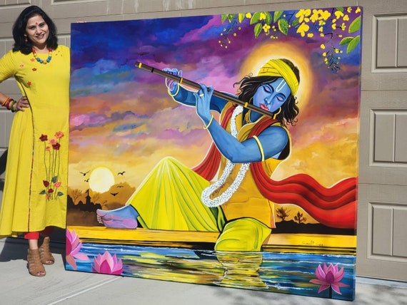 Modern Art Paintings Of Lord Krishna