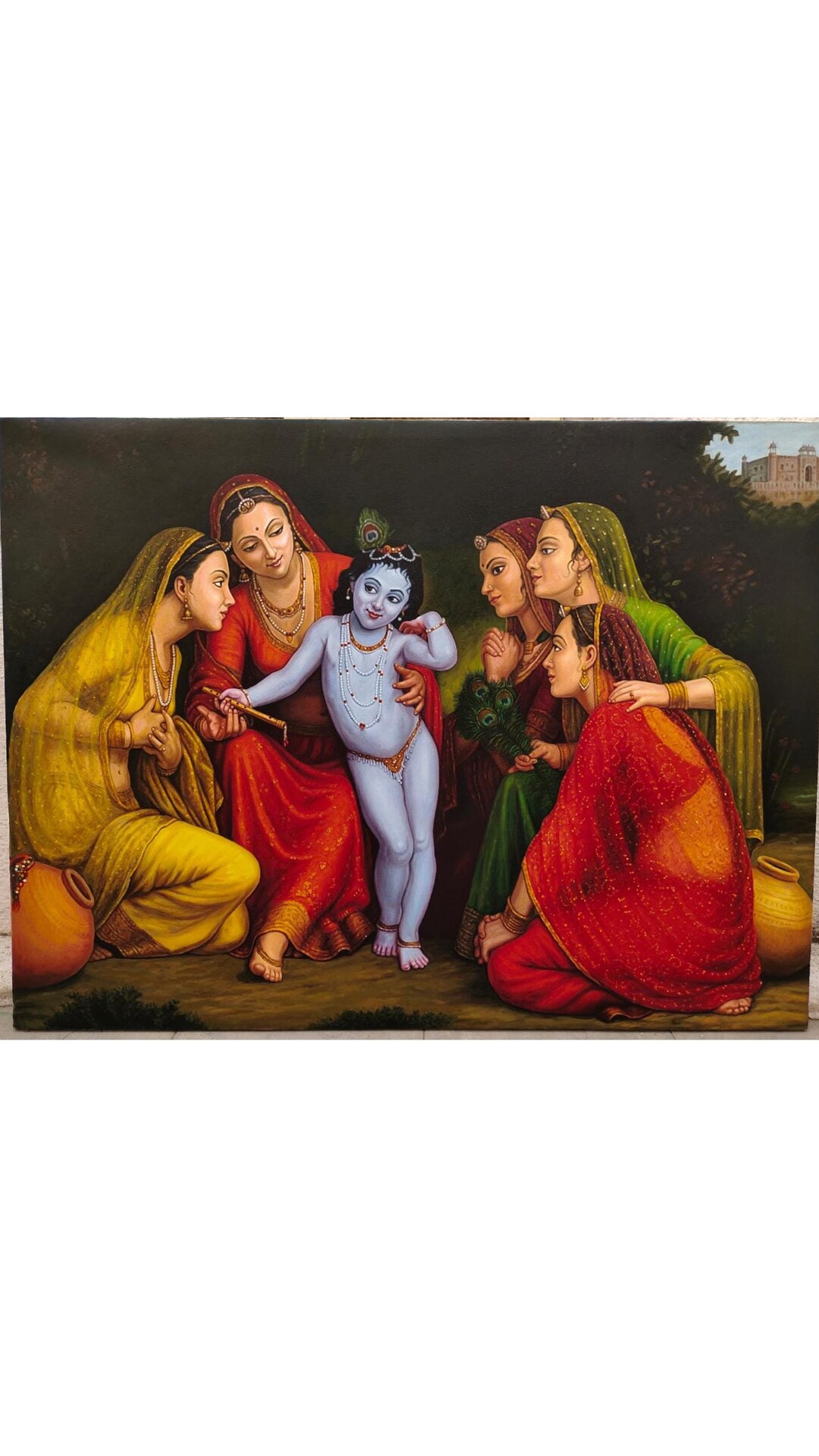 Kanha With Gopis Rishna Painting, Indian Art, Hindu God, Modern India ...