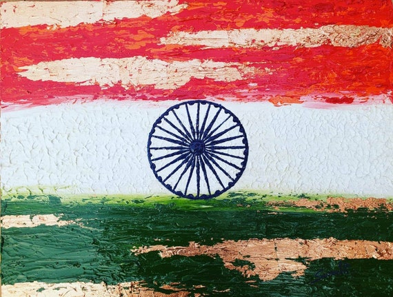 Indian Flag Painting Country Home Decor India Flag Art Perfect | Etsy