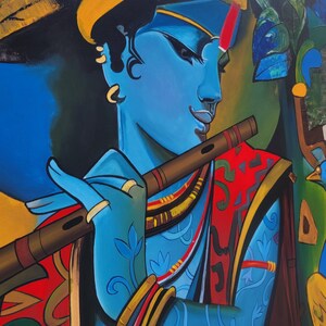 Gopala Gopala Krishna Painting, Indian Art, Hindu God, Modern India ...