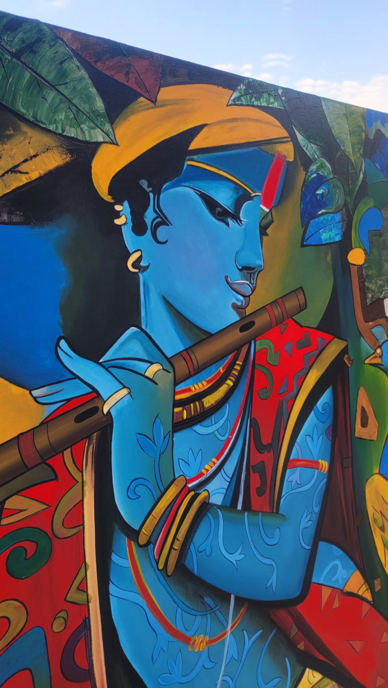 Gopala Gopala Krishna Painting, Indian Art, Hindu God, Modern India ...