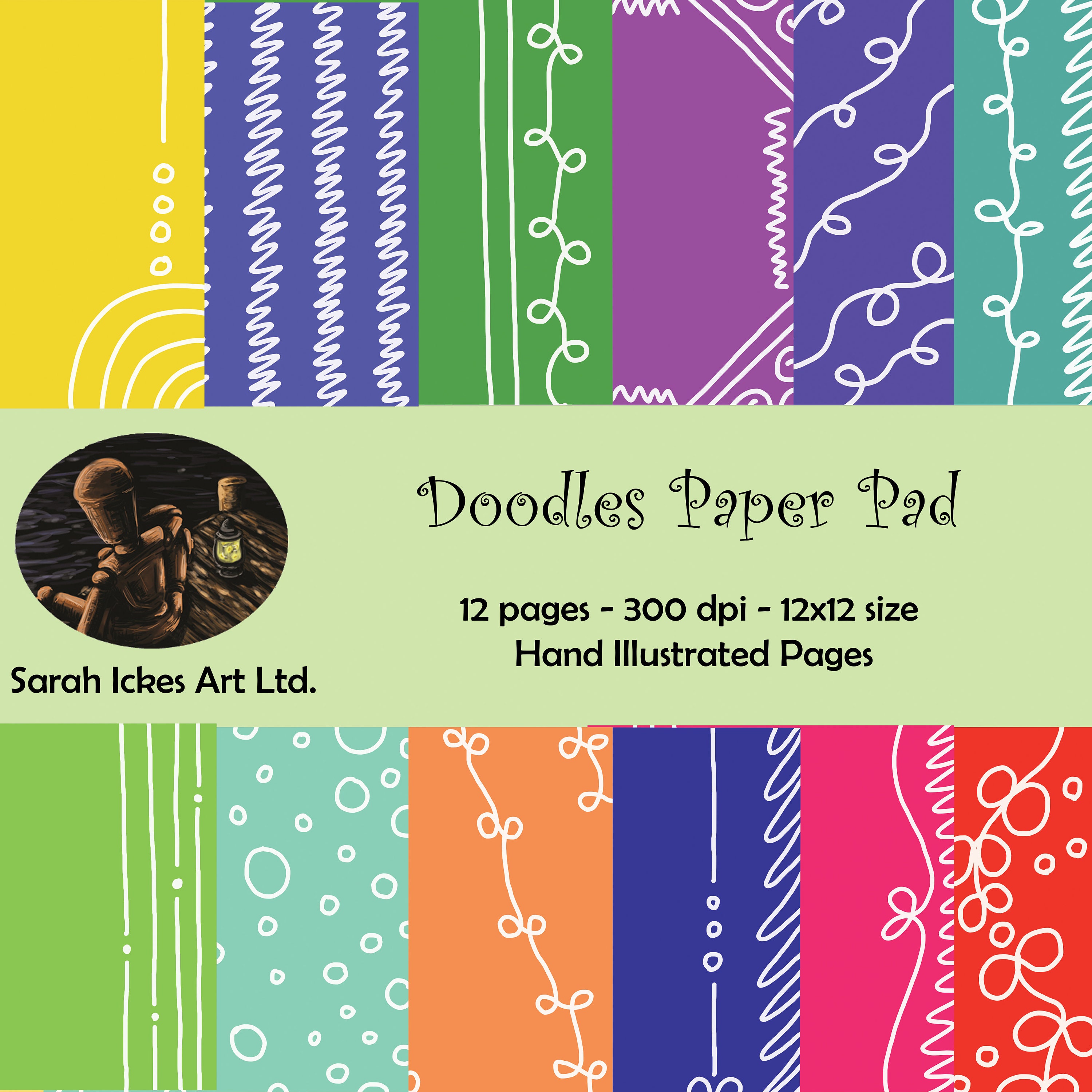 Doodles Printable Scrapbooking Paper - All Colors - White Doodles ...