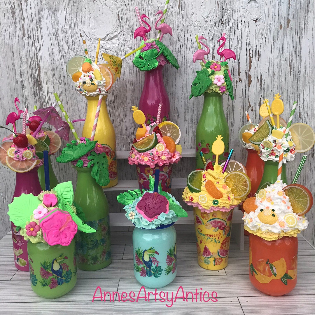 Tiki Bar Decor-tropical Drink-faux Drink-faux Tropical Drink for Tiered ...