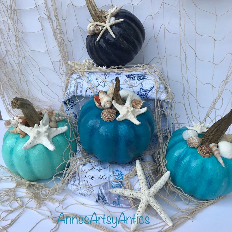 Coastal Pumpkin-key West Pumpkin-shell Pumpkin-coastal Pumpkin Decor ...
