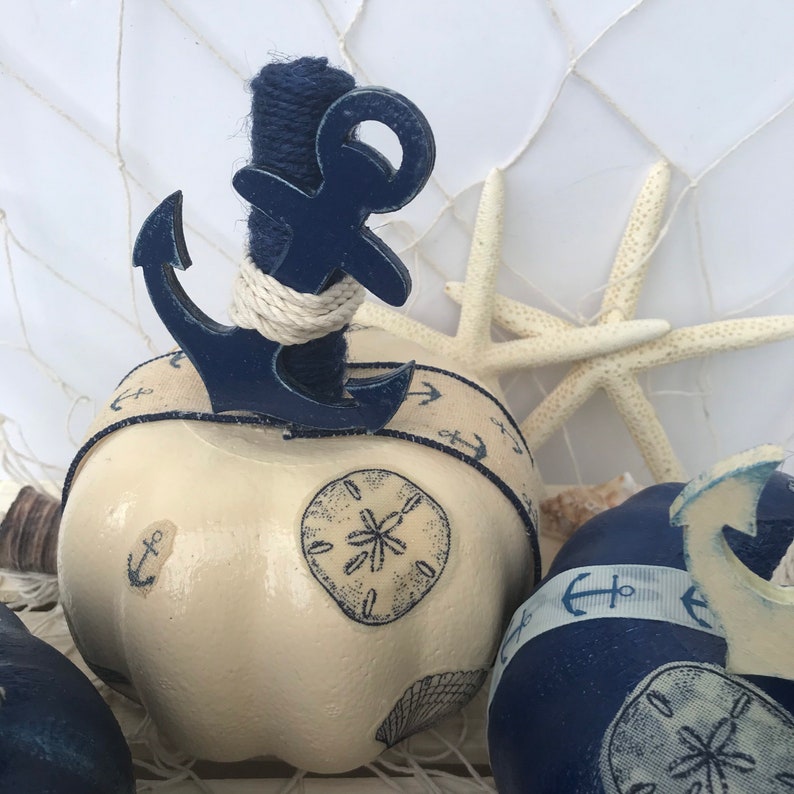 Coastal Pumpkin-blue Pumpkin-shells Pumpkin-nautical Pumpkin-ocean ...