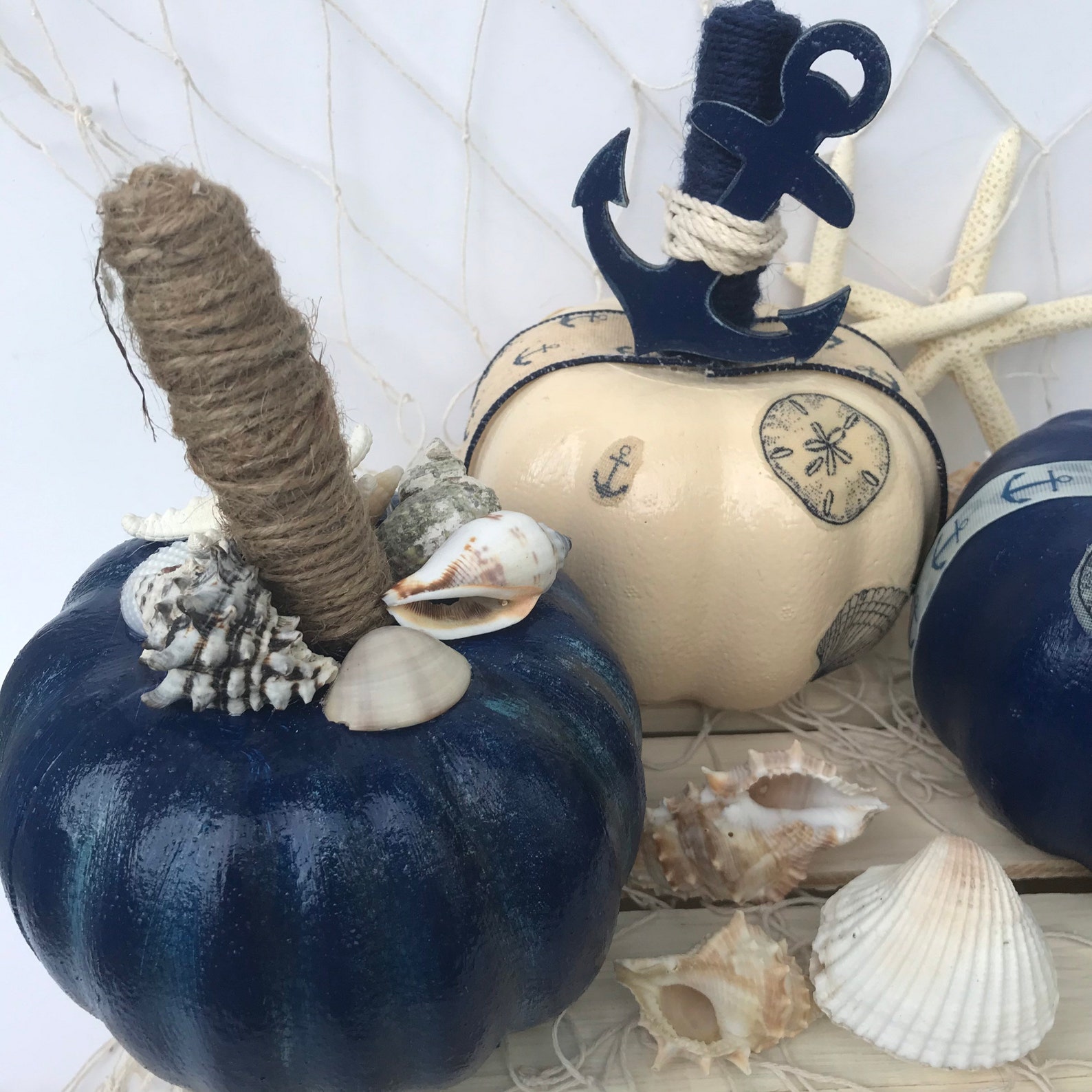 Coastal Pumpkin-blue Pumpkin-shells Pumpkin-nautical - Etsy