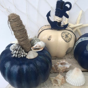 Coastal Pumpkin-blue Pumpkin-shells Pumpkin-nautical Pumpkin-ocean ...