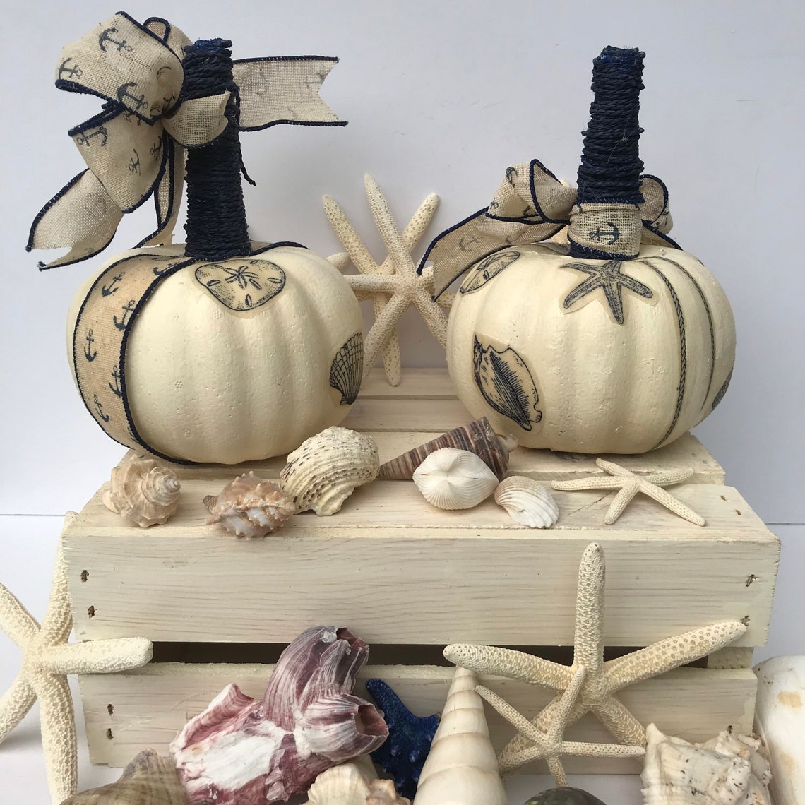 Coastal Pumpkin-blue Pumpkin-shells Pumpkin-nautical Pumpkin-ocean ...
