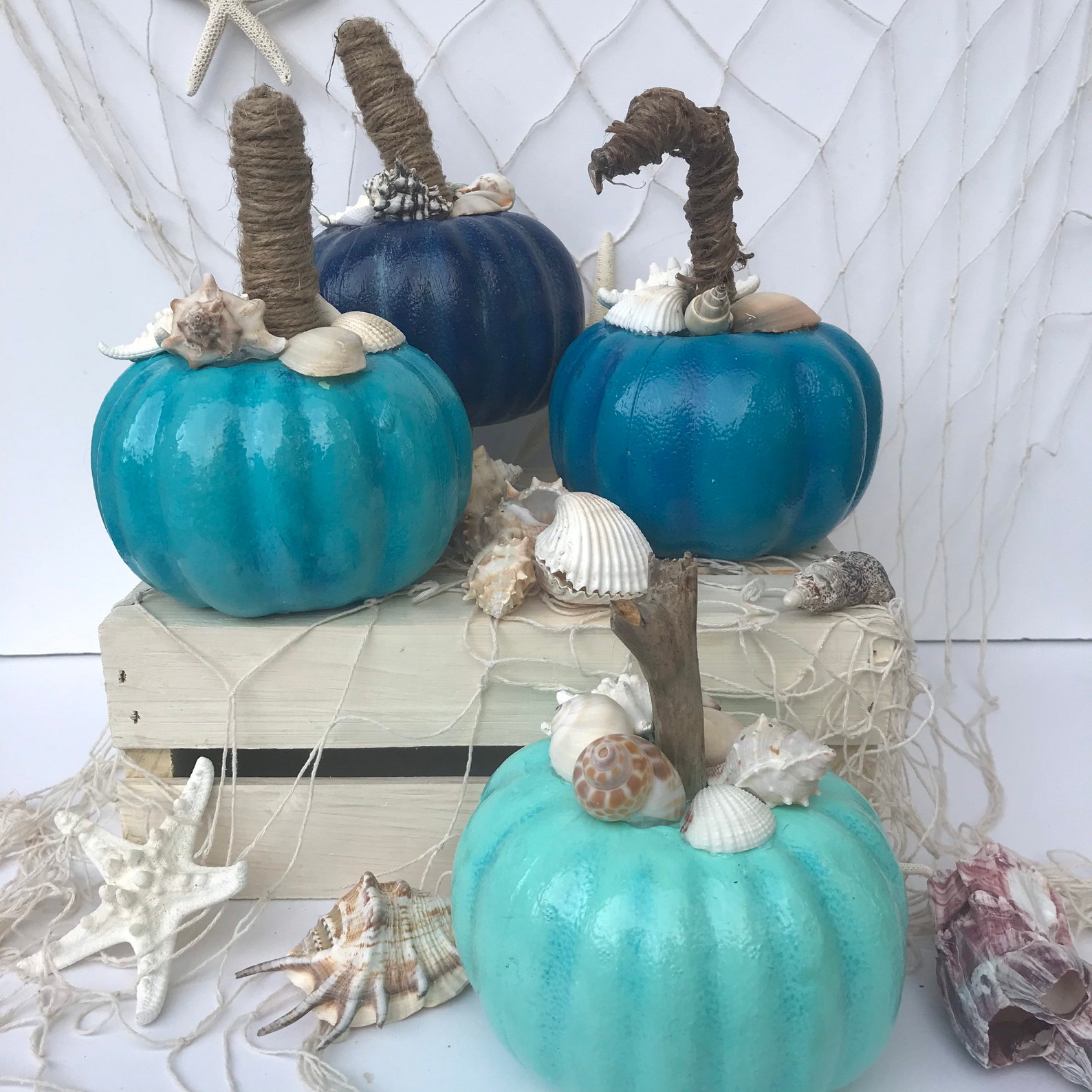 Coastal Pumpkin-key West Pumpkin-shell Pumpkin-coastal Pumpkin Decor ...