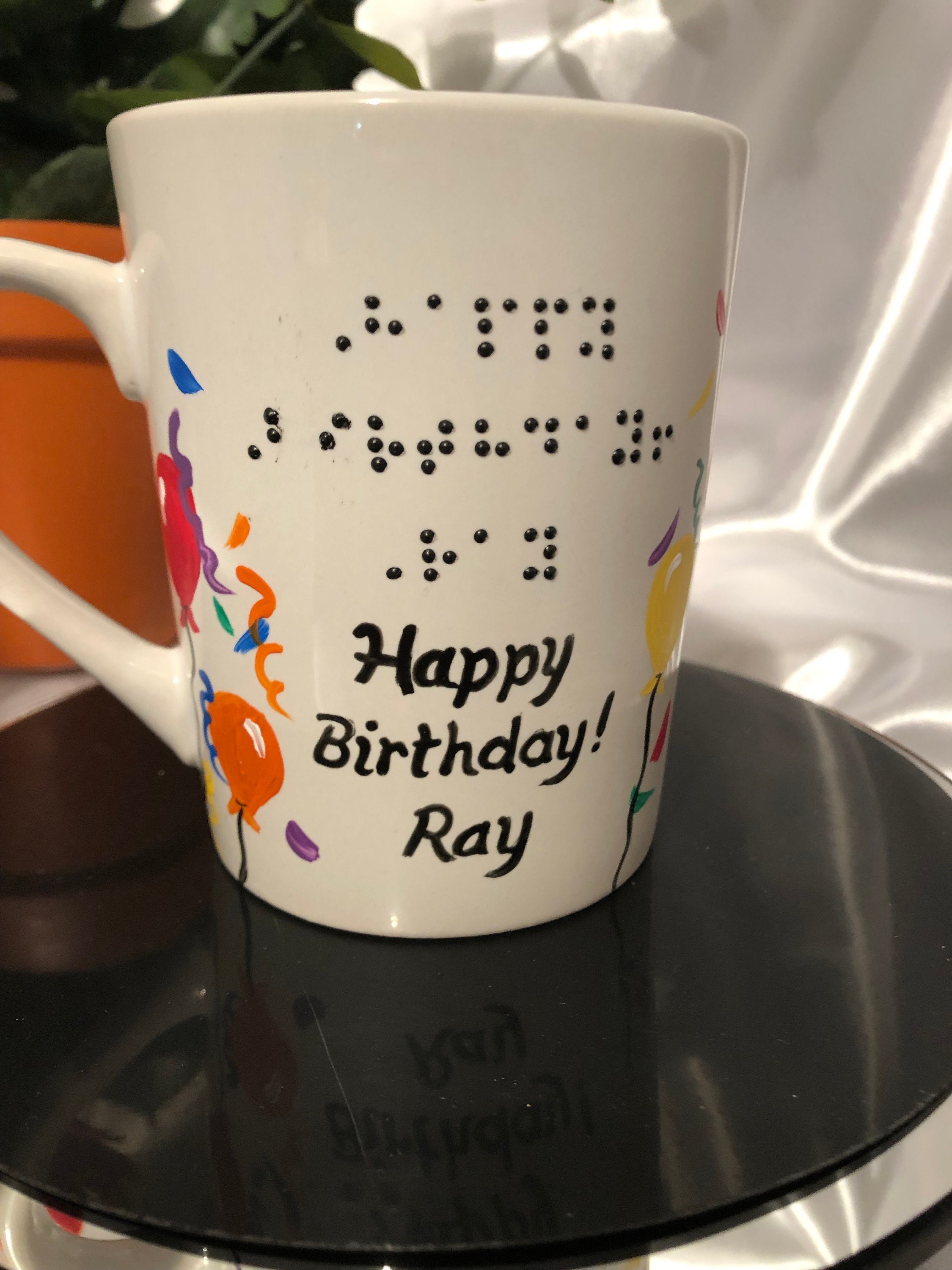 Braille Birthday Gifts, Happy Birthday, Coffee Mug, Tea Mug, Balloons ...
