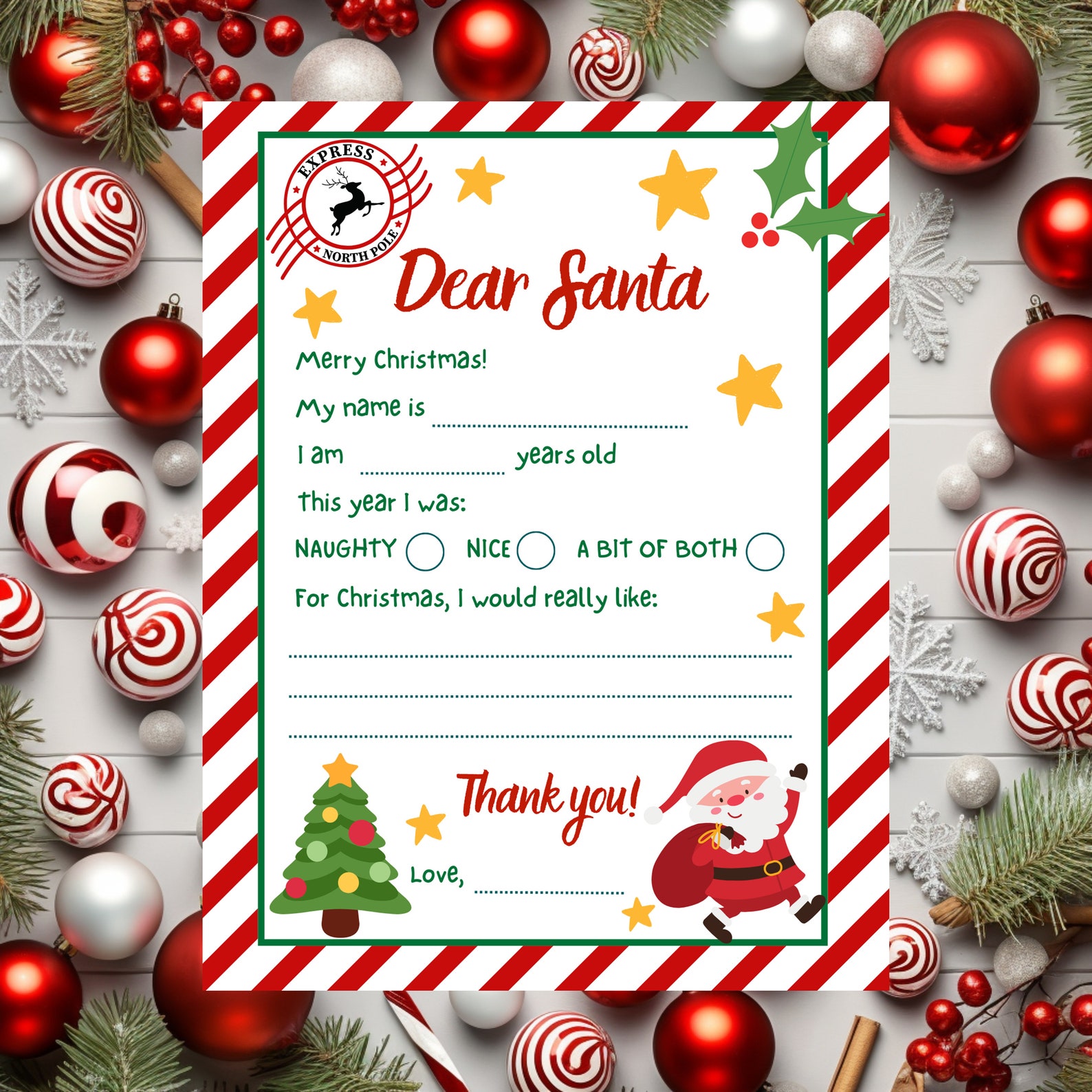 Letter to Santa Printable, Kids Letter to Santa, Letter to Santa Claus ...