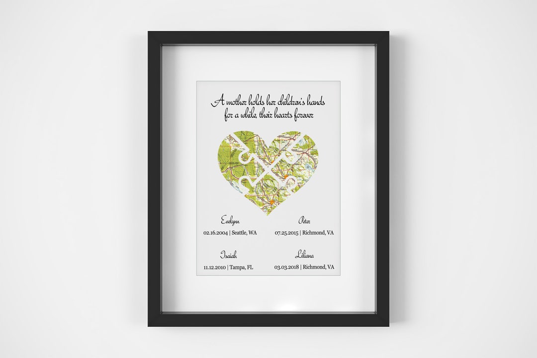Long Distance Map Print Kids Birthplace Personalized Christmas Gifts ...