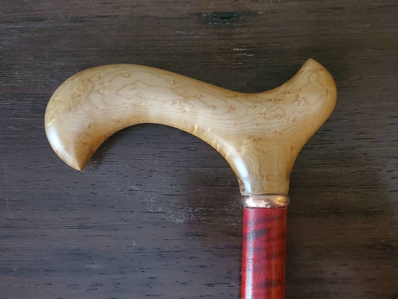Handmade Cane - Ruby Red Figured Maple Shaft With Birdseye Maple Derby ...