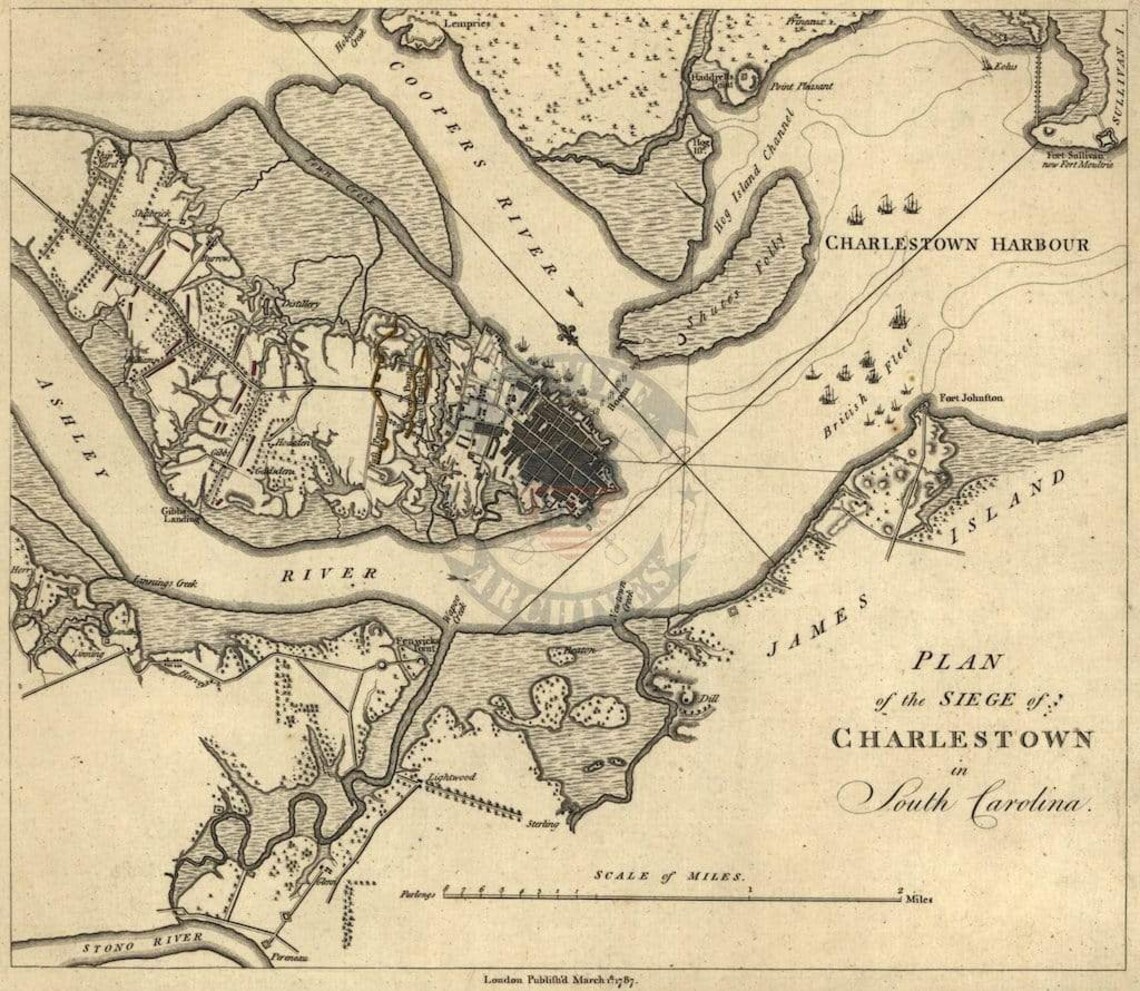 Charles Town, South Carolina Revolutionary War Map - Etsy