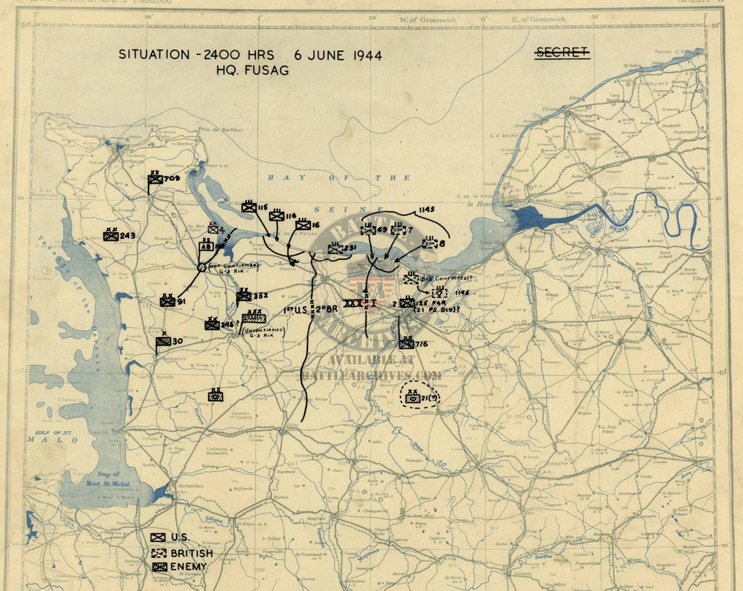 D-day Normandy Battle Map, 6 June 1944 - Etsy