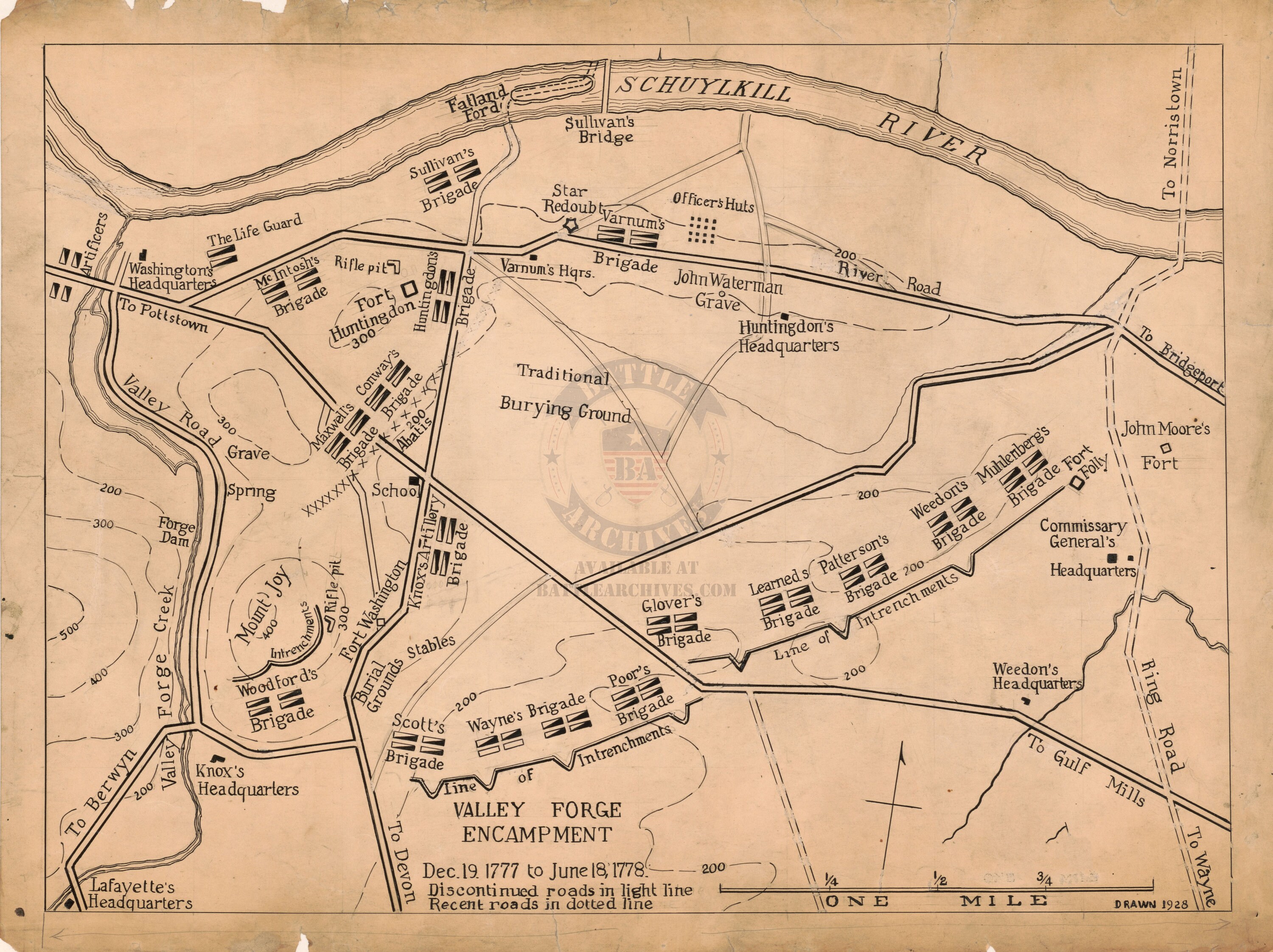 Valley Forge Revolutionary War Encampment Map, 1777-1778 - Etsy