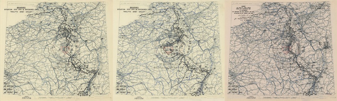 Ardennes Counteroffensive battle of the Bulge Progression Map, 1944 ...