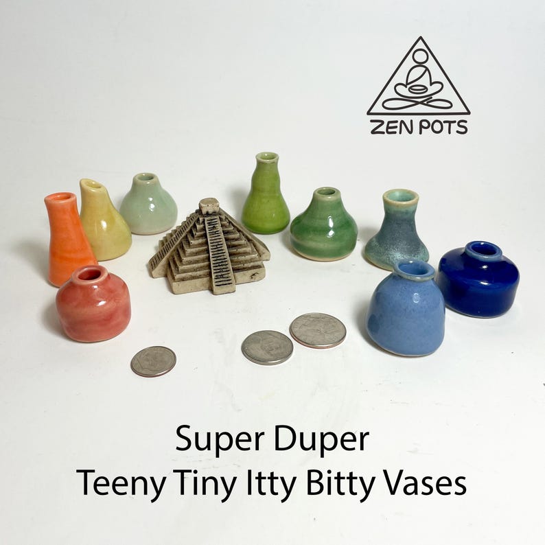 Very Tiny 1 Inch Pottery Bottles & Miniature Ceramic Vases - Dollhouse ...