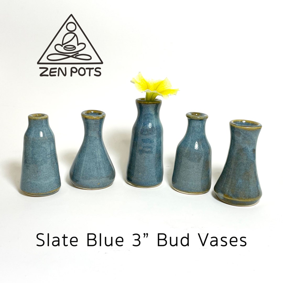 Big Sur Slate Blue Bud Vases Ceramic Mini Bottles for Flower Cuttings ...